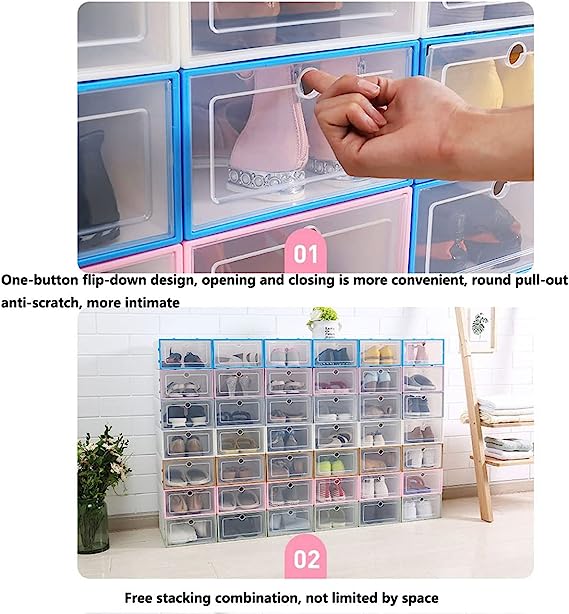 Shoe racks storage Shoe Boxes Stack able Shoe Storage Organizers ...