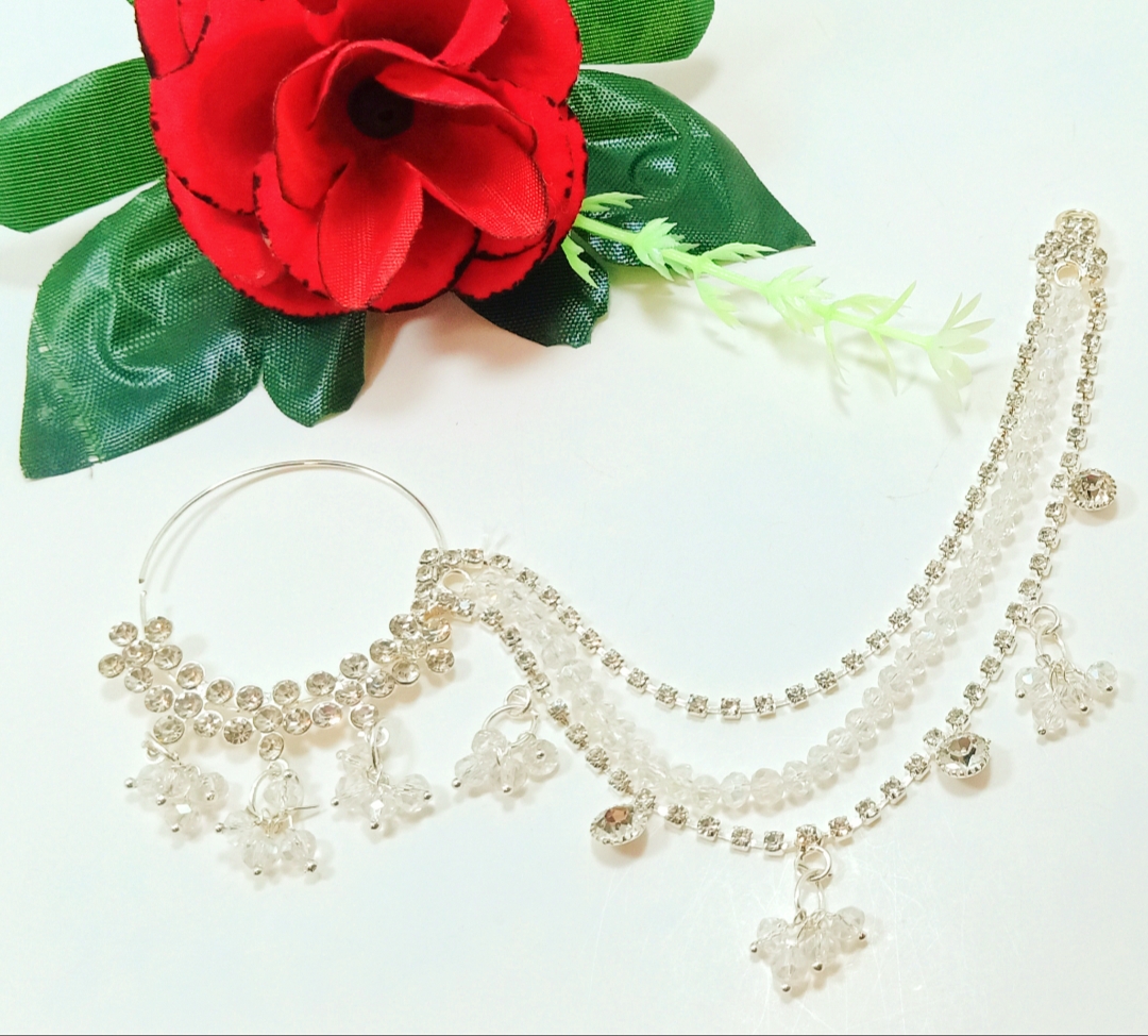 Artificial bridal golden nose ring Nath Long lasting polish crystal ...