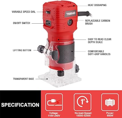 Compact Router Base 2-in-1 Wood Trimmer Router Base - Compact Palm ...