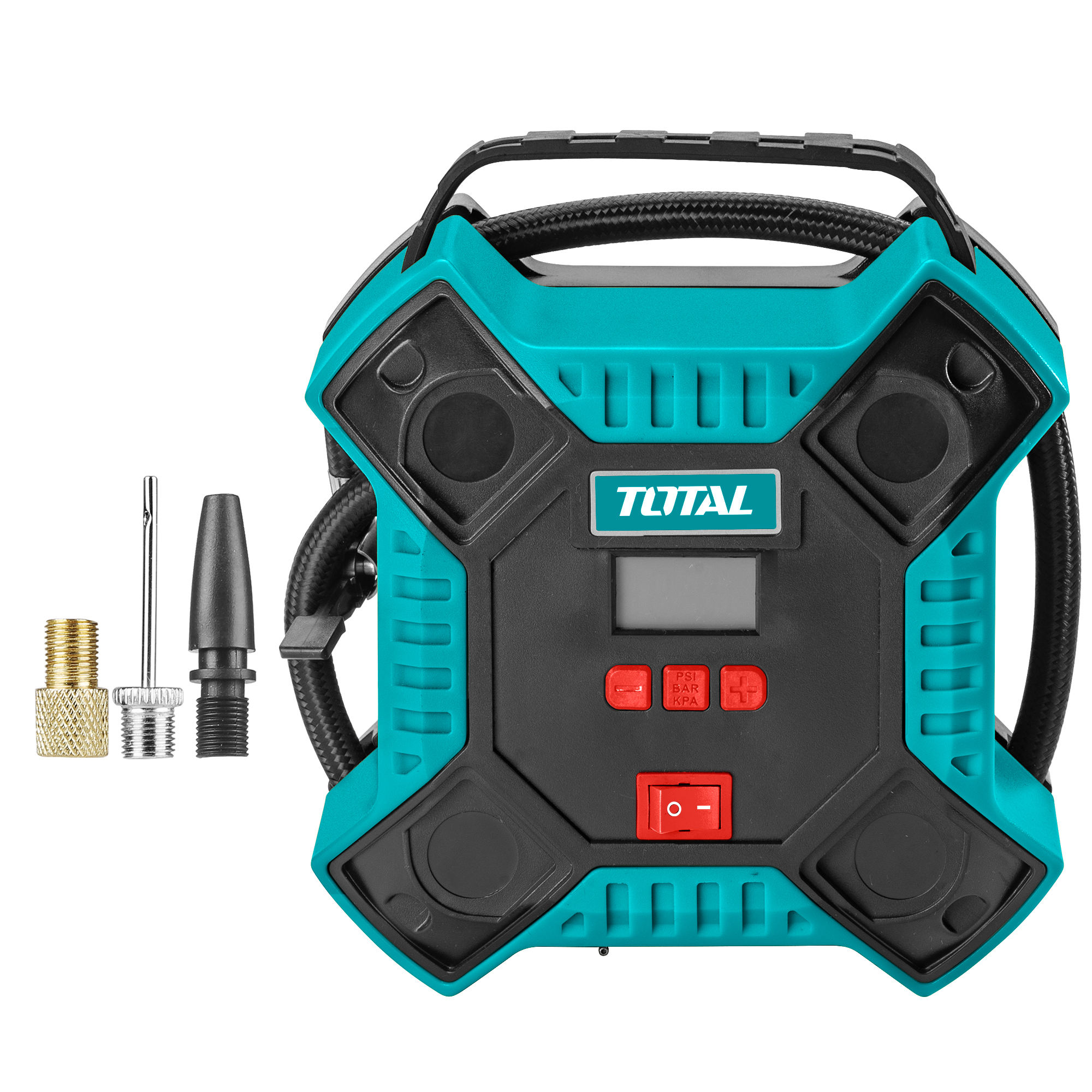 TOTAL 12V Auto Air Compressor with LED Light, 3m Cord, Ball Adaptor and ...