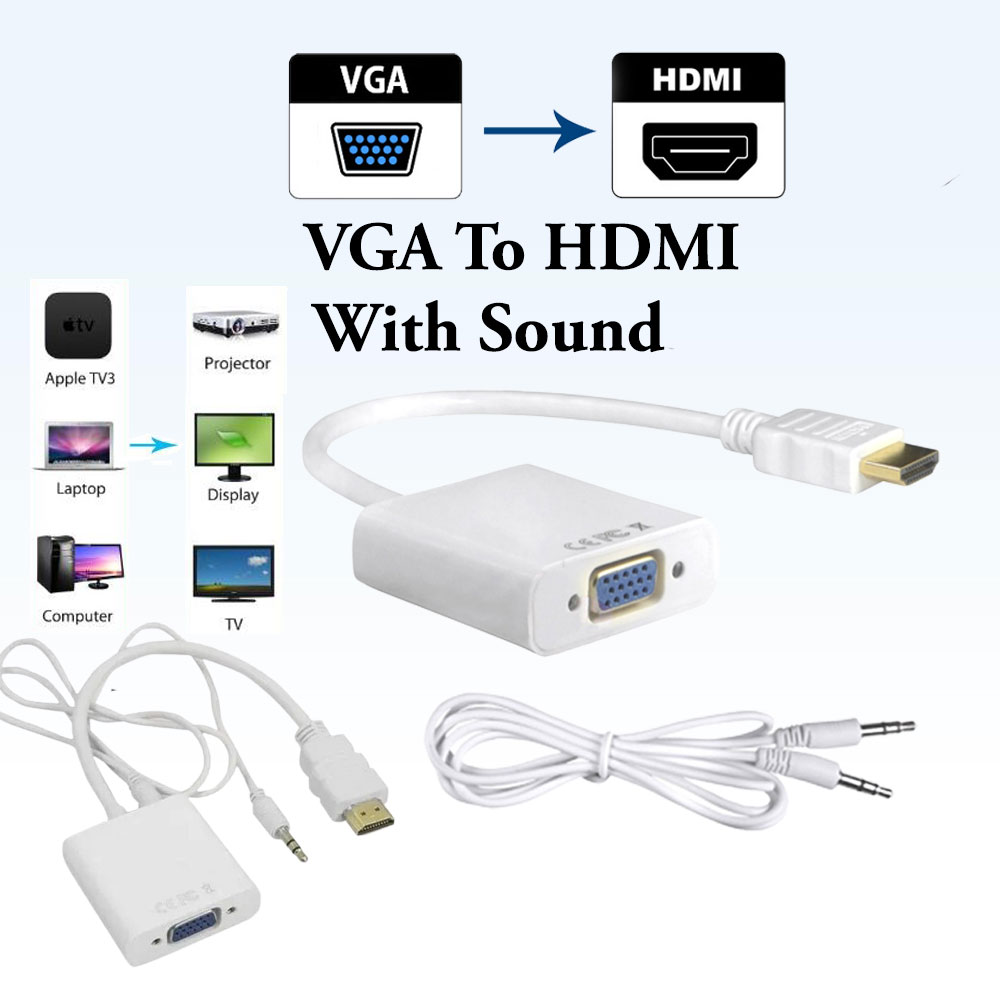 HDMI to VGA Converter with Sound - HDMI to VGA Adapter with sound cable ...