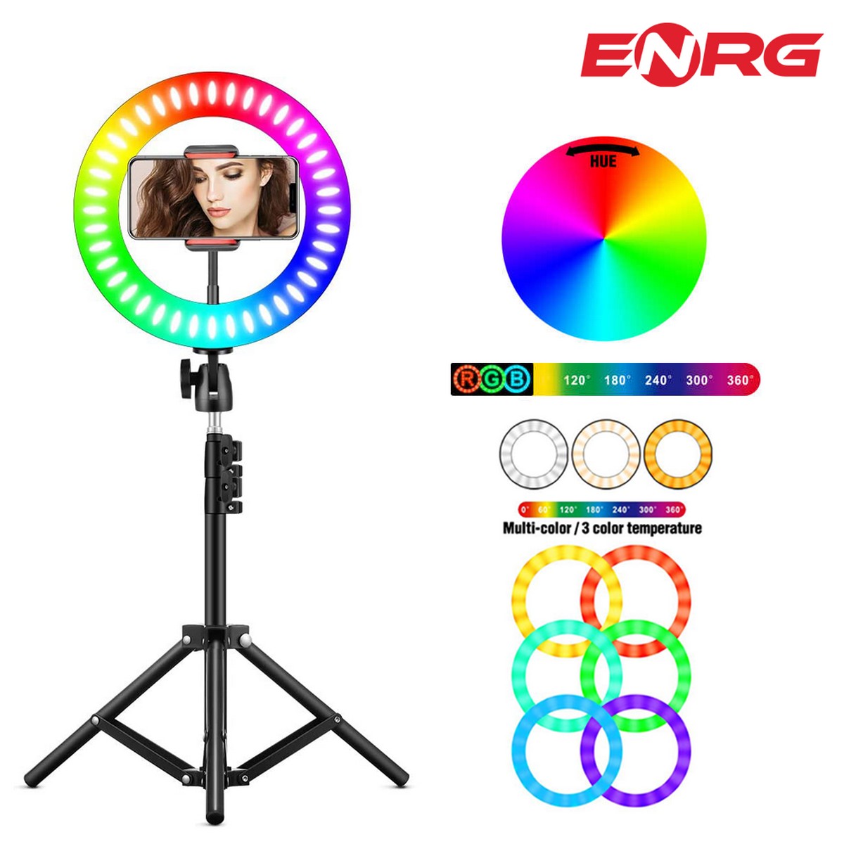 Energy - ENRG RGB LED Soft RinglIght 16 Spectrum 10 Inch \ 26 cm With 7 ...