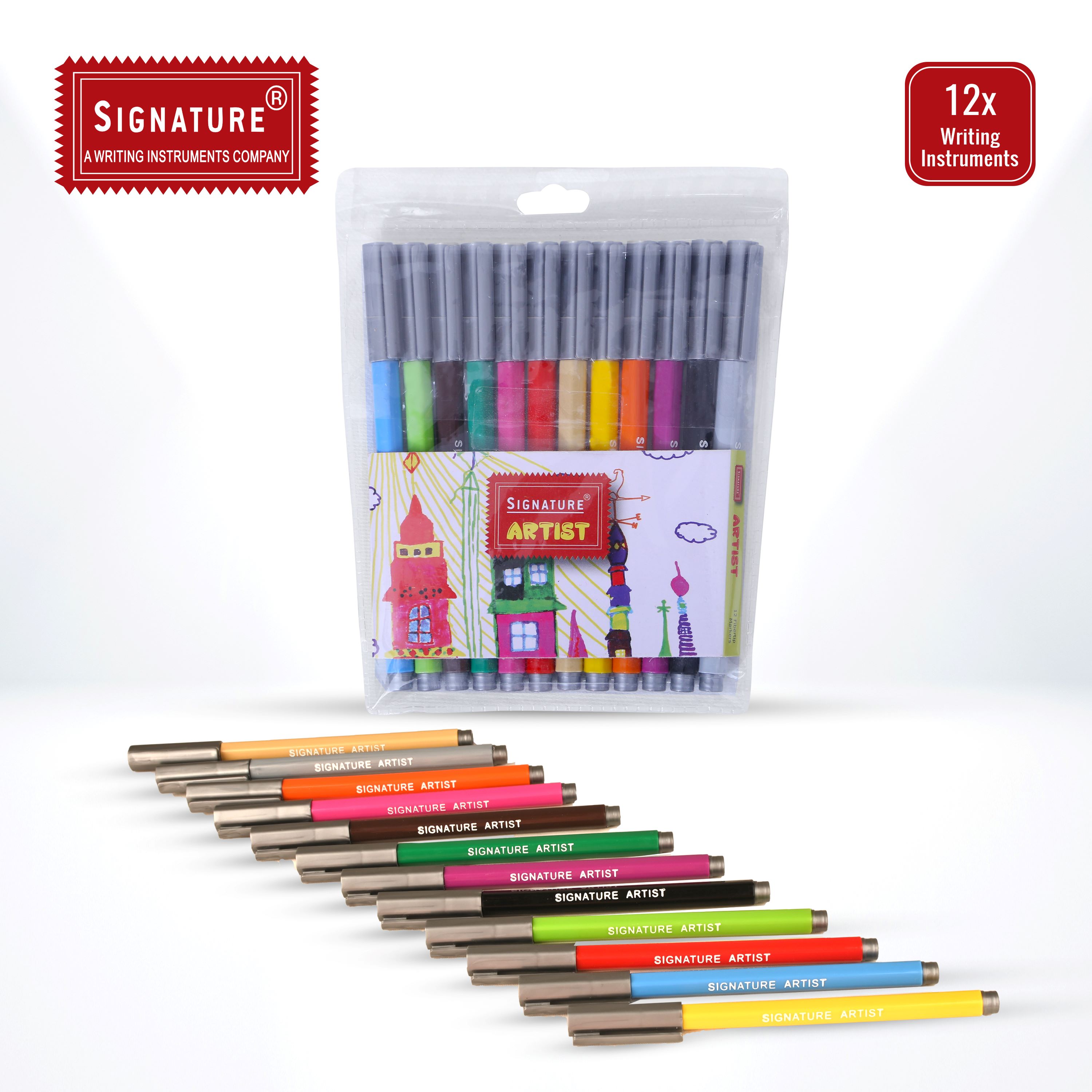 Pack of 12- Multicolour Signature Artist Sketch Markers | Daraz.pk