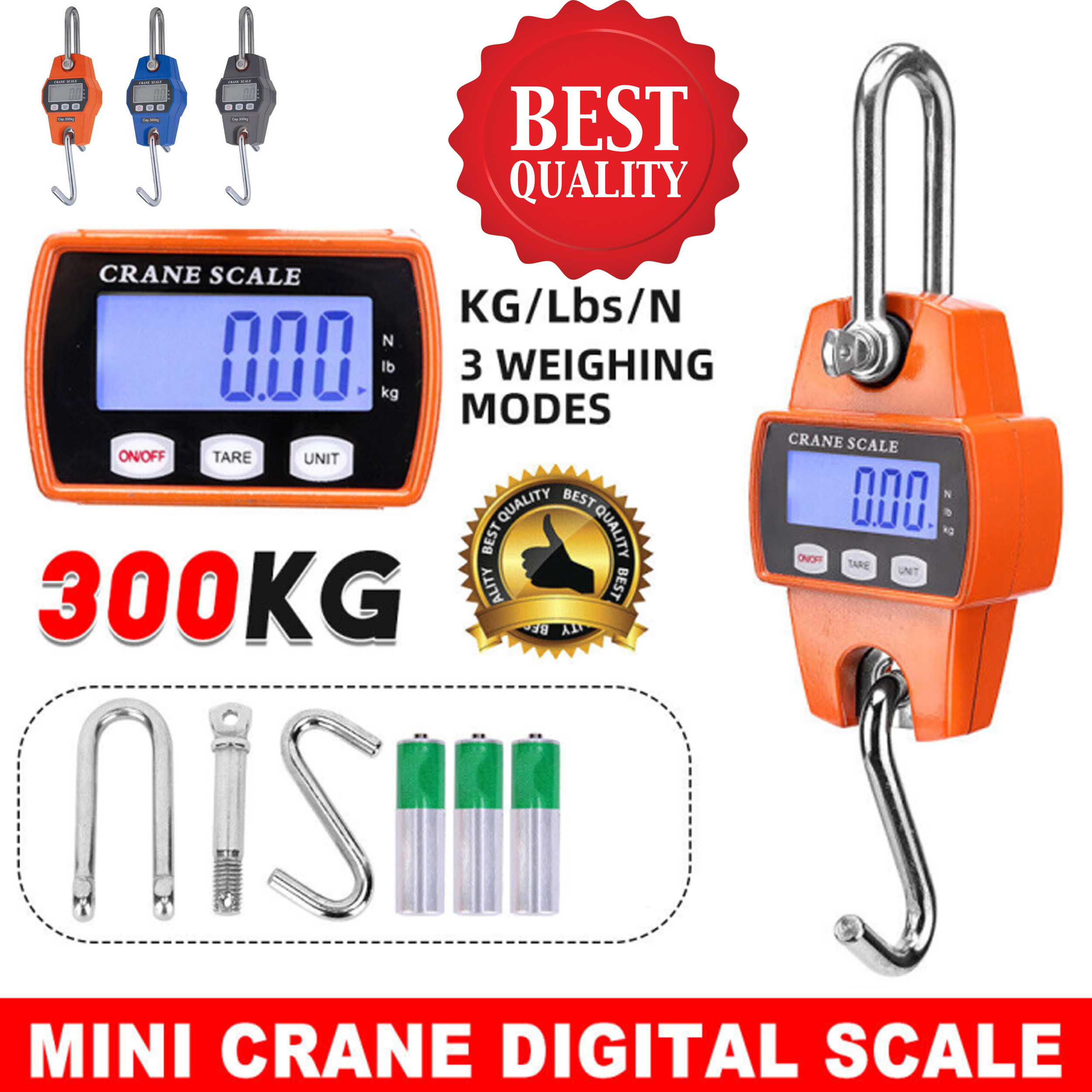 Heavy Duty Digital Hanging Hook Scales – Mini Crane Scale - Stainless ...