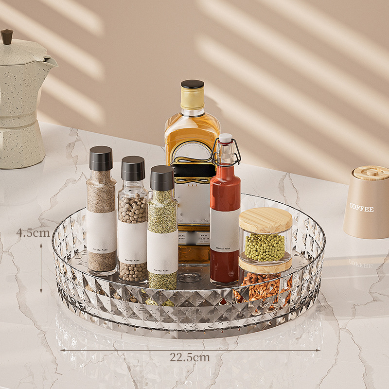 Kitchen Countertop Shelf Rotating Condiment Storage Box Living Room ...