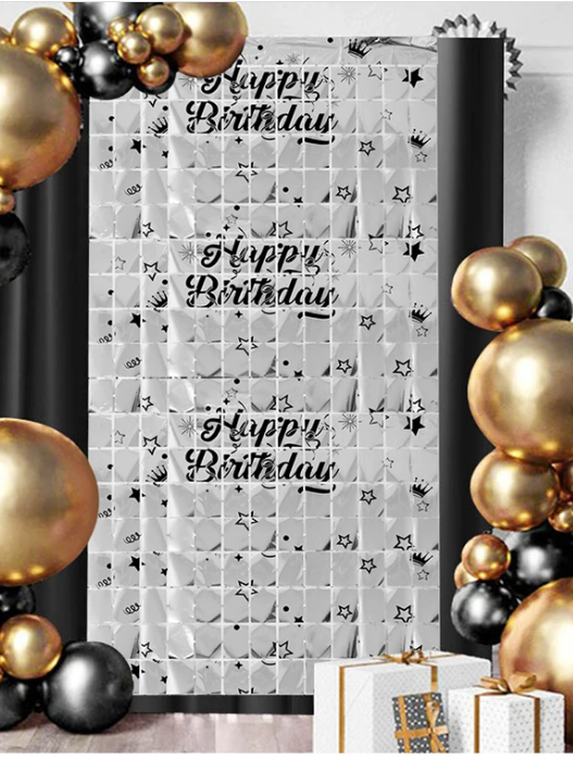 Sequin Happy Birthday Printing Foil Curtain Backdrops Birthday Party ...