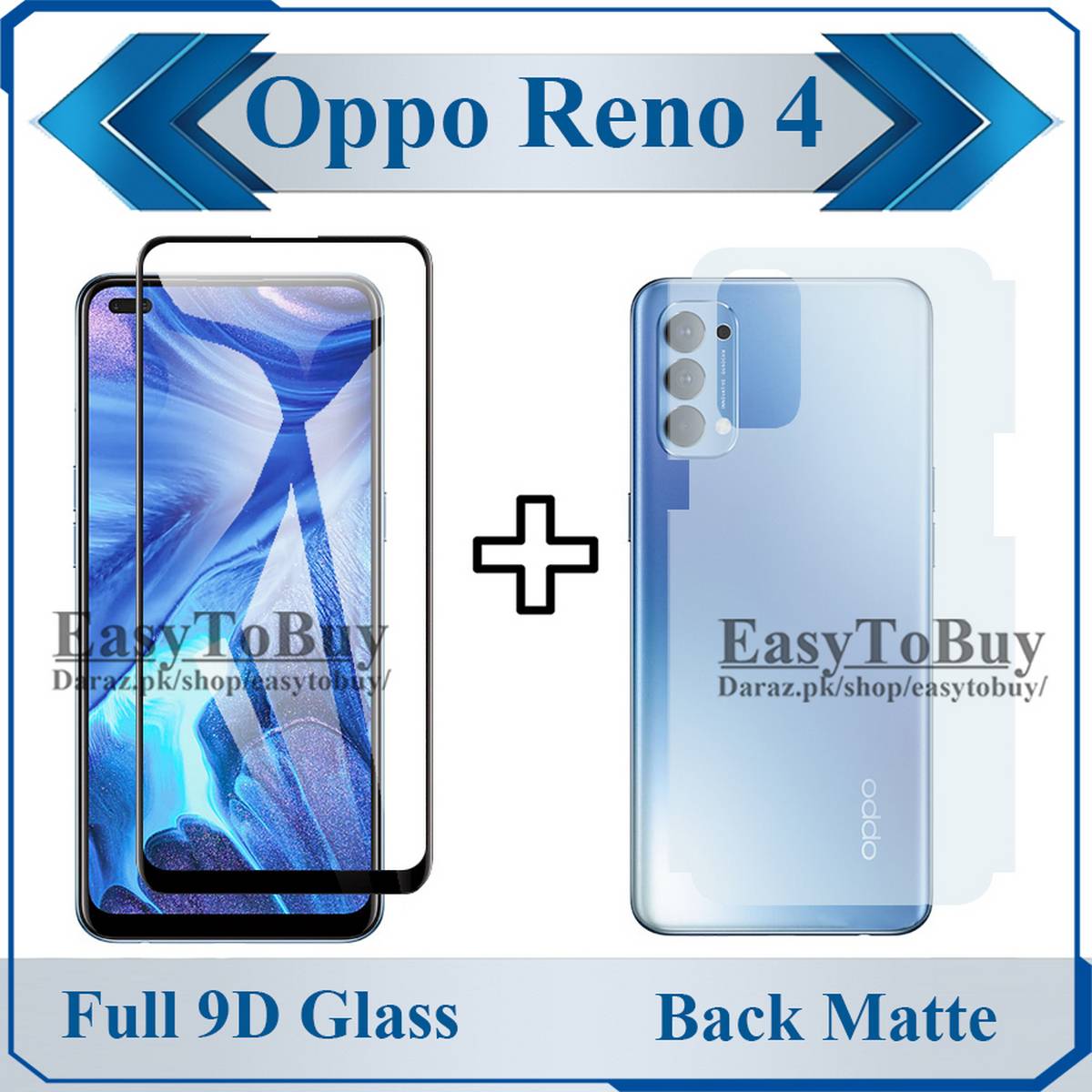 Oppo Reno 4 Full Black 9D Tempered Glass Edge to Edge Full Glue Screen ...