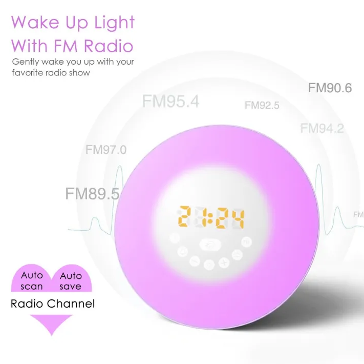 Digital LED Wake Up Light Sunrise Alarm Clock for Heavy Sleepers with 6 ...