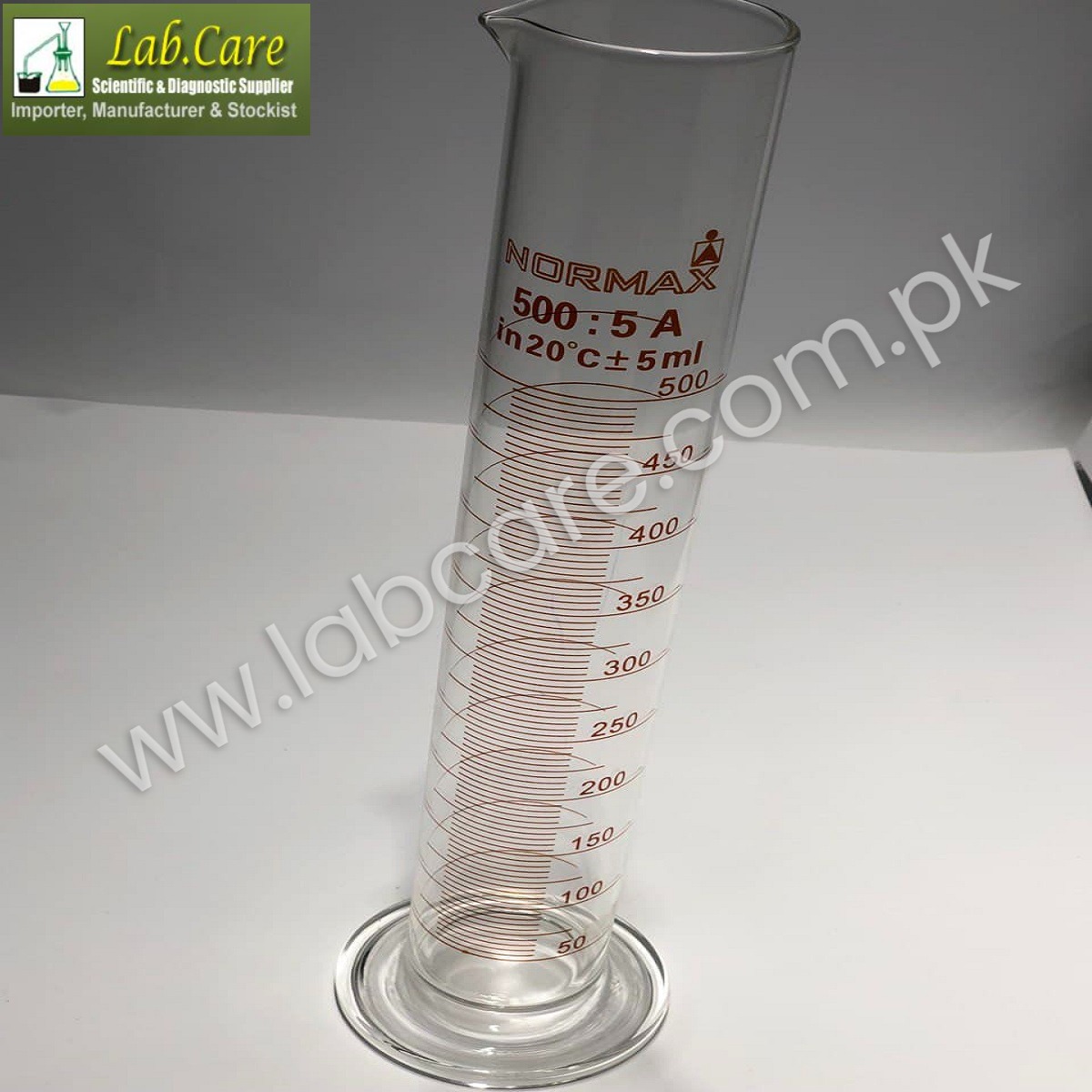 500ml Graduated Cylinder, Borosilicate 3.3 Glass, Single Metric Scale ...
