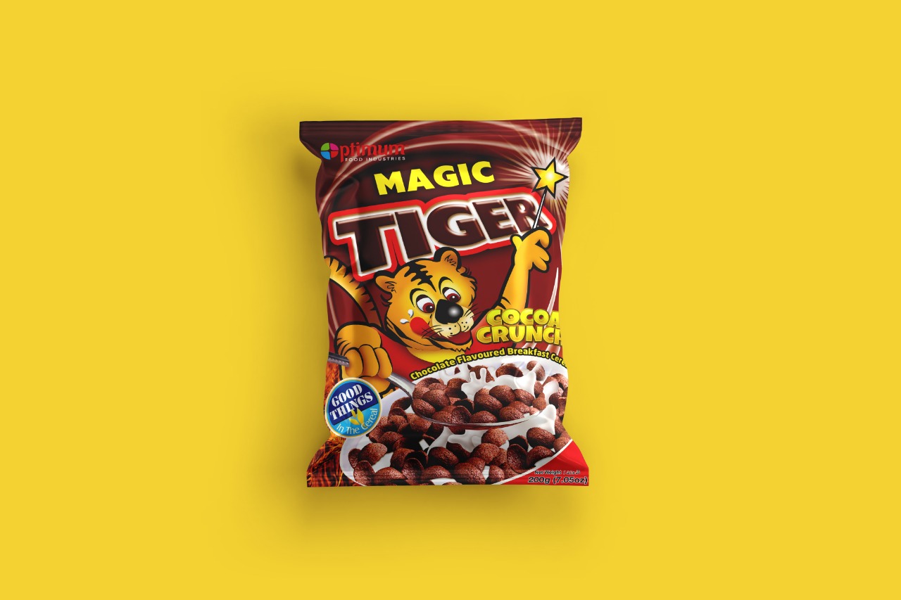 Magic tiger breakfast cereal cocoa crunch chocolate Flavored pouch ...