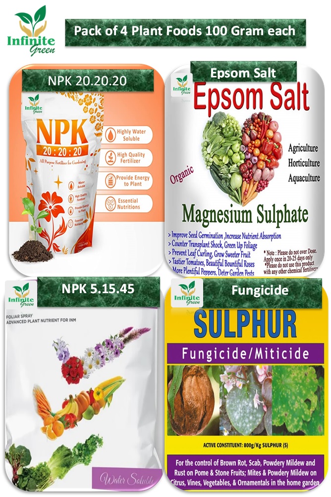 Pack of 4 Plant Foods (Fertilizer) (NPK 20.20.20 +TE , NPK 5.15.45 +TE ...