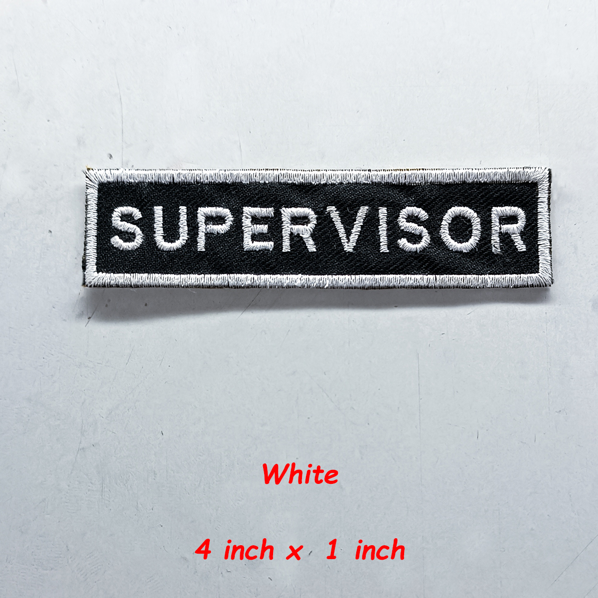Supervisor Written Embroidered Tag, Available in Six Colors, black Base ...
