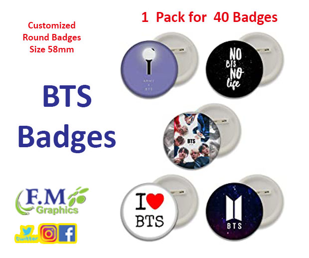 Customized BTS Badges in one Pack of 40 Badges | Daraz.pk