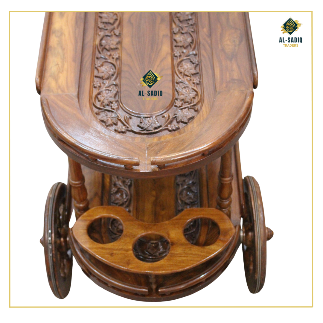 AL-SADIQ TRADERS | Wooden Chinioti Tea Trolley D SHAPE style ...