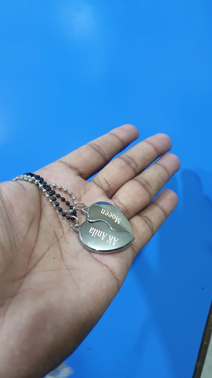 2 Pcs of Name Silver Love Couple 2 in 1 Dual Broken Heart Locket ...