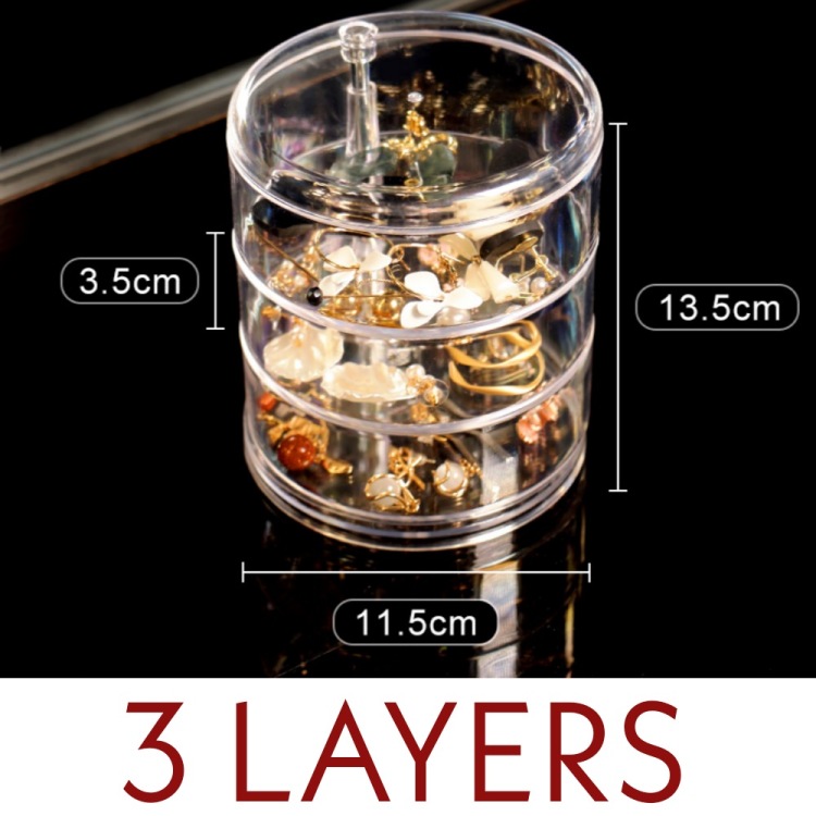 Acrylic Rotating Jewelry Organizer with Lid Transparent | Ear Rings ...