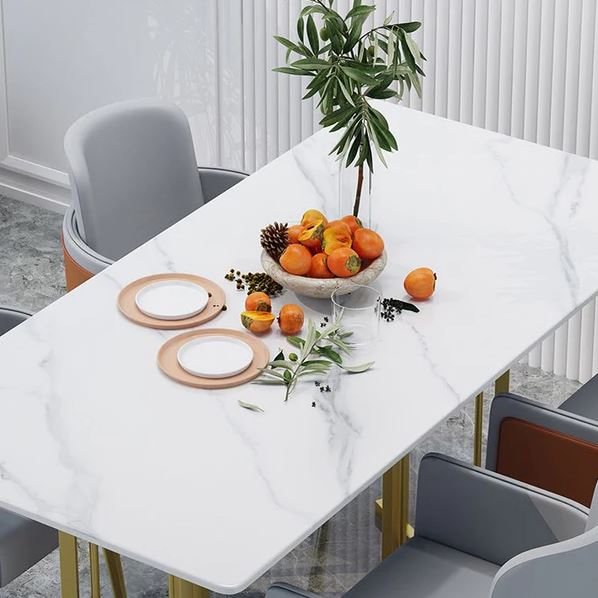 Modern Dining Table Dining White and Black Marble Effect Sheet ...