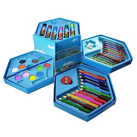 46 Pcs Art Set for Kids Complete Painting & Drawing Art Box with Color ...