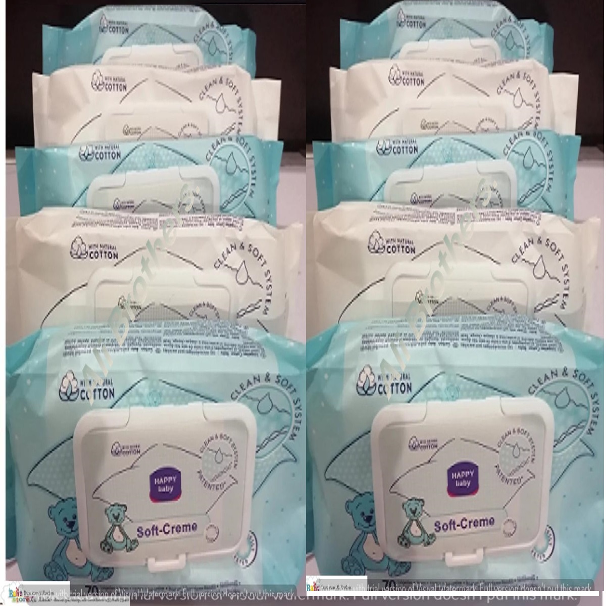 Pack of 10 soft cream baby wipes (70 Wet Sheets Each) large and soft ...