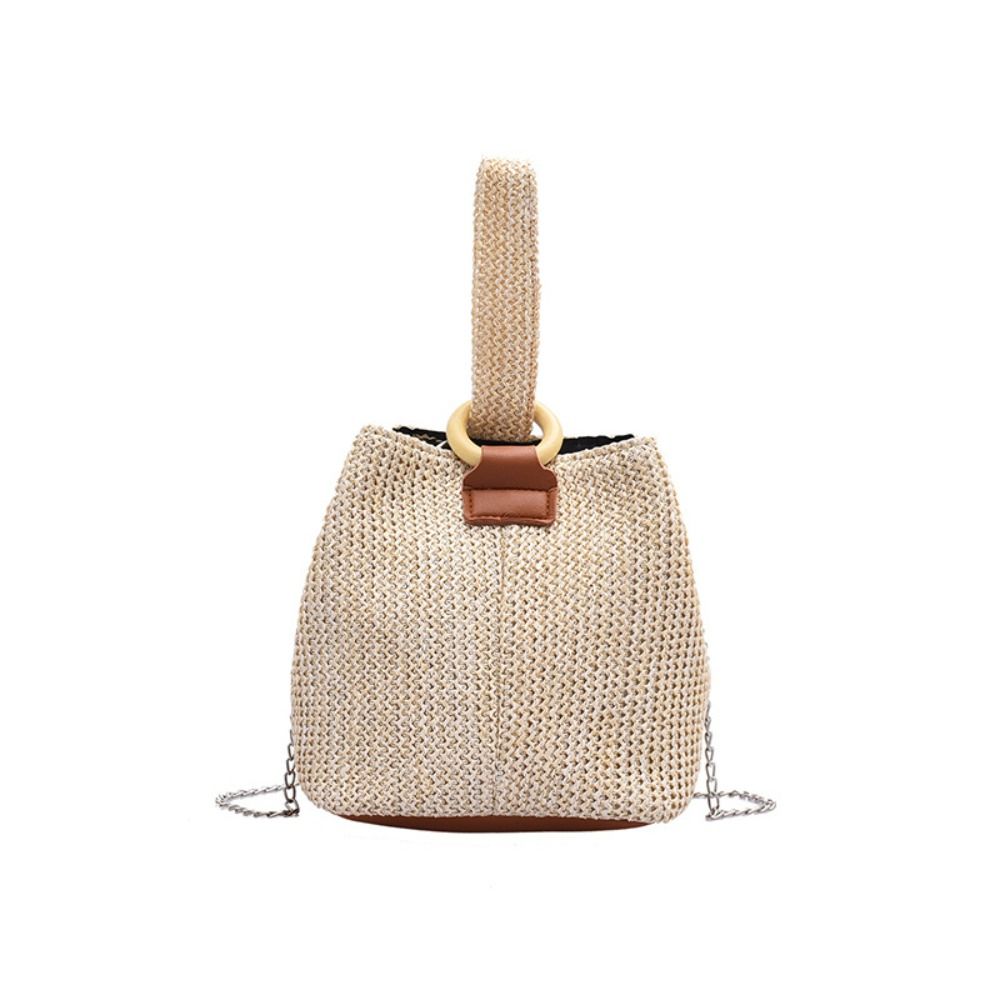 Straw Bucket Bag Sweet Tote Bag Handbag Small Phone Bag Crossbody Bag ...