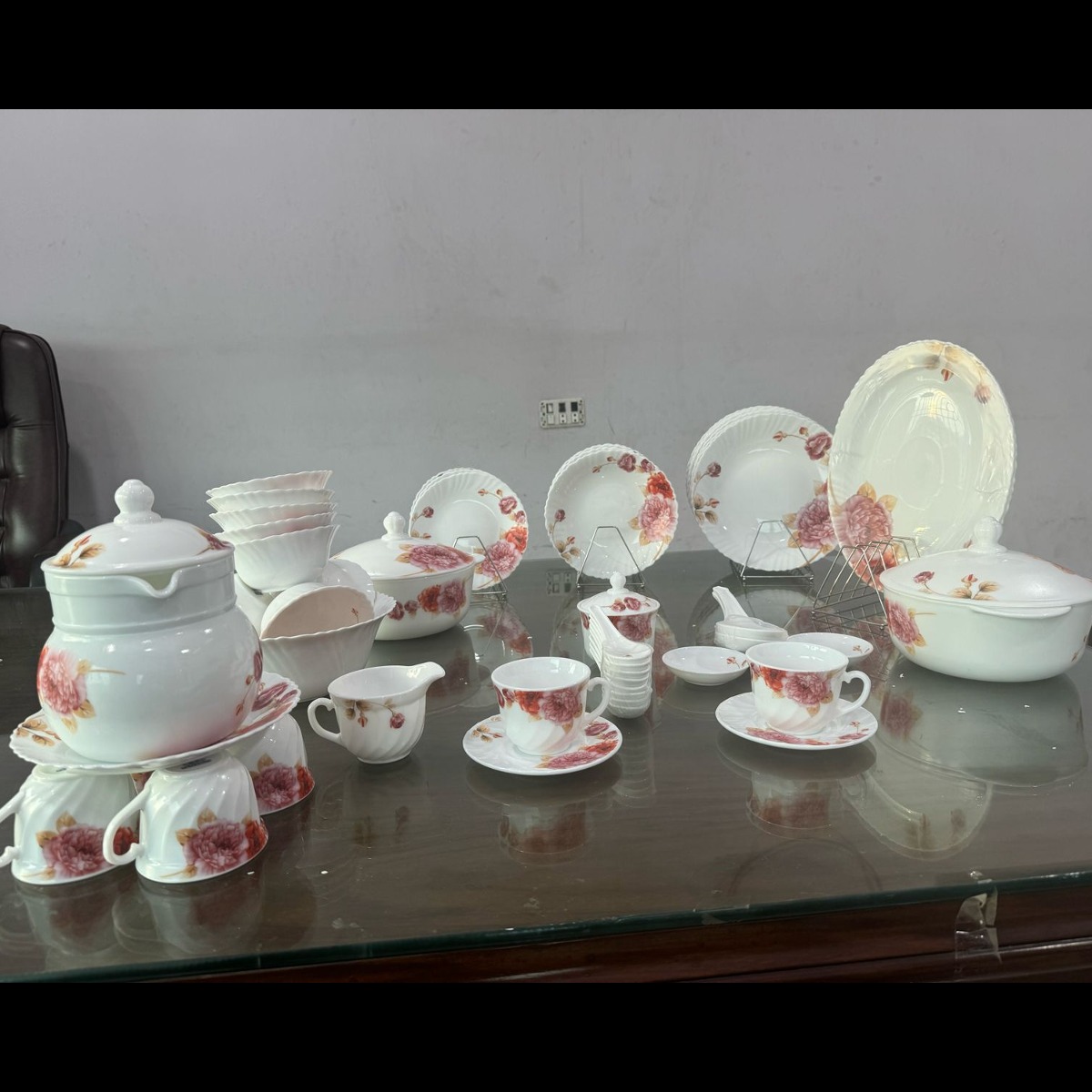 72 Pcs Luxury Finish Premium Quality Marble Kitchen Dinnerware Set 8 ...