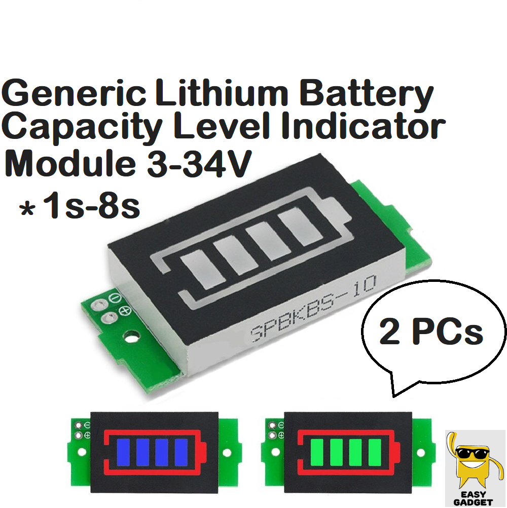 Lithium Battery Capacity level Indicator Module Blue & Green Display ...