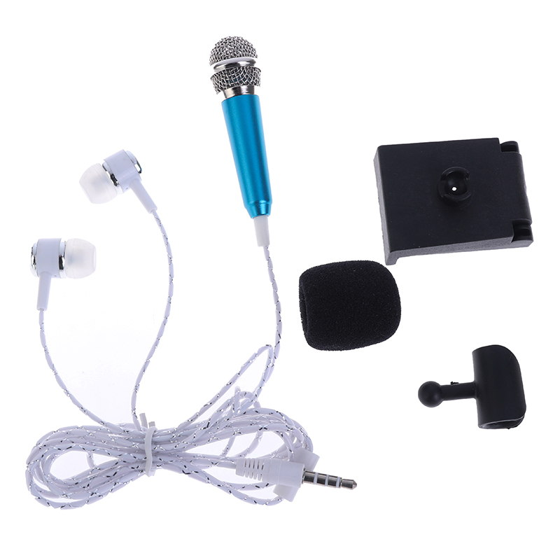 3.5mm Stereo Studio Mic KTV Karaoke Mini Microphone With Earphones ...