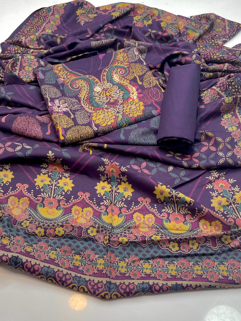 Lulusar Luxury Shamoz Silk Unstitched Suit For Women - 3 piece suit ...