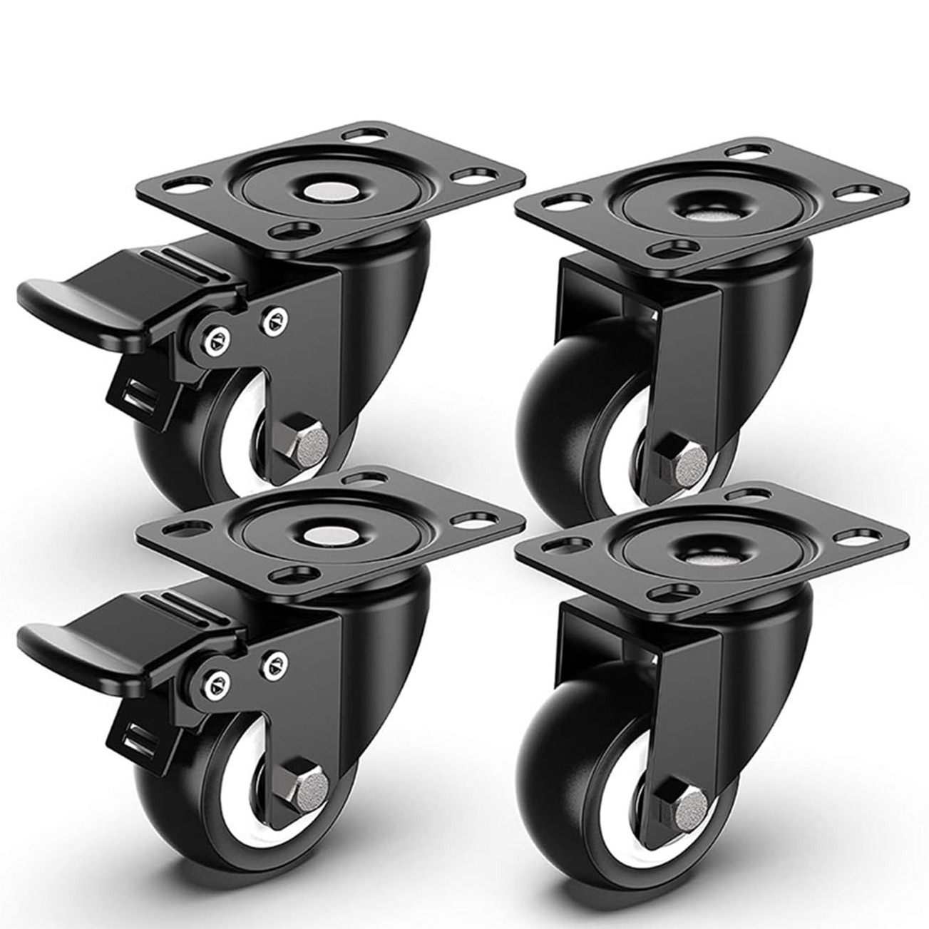 4Pcs 2 inchin Heavy Duty Swivel Caster Wheels with Safety Dual Locking ...