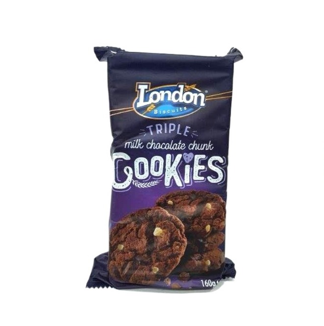 London Biscuits Triple Coated Milk Chocolate Chunk Cookies 160g ...