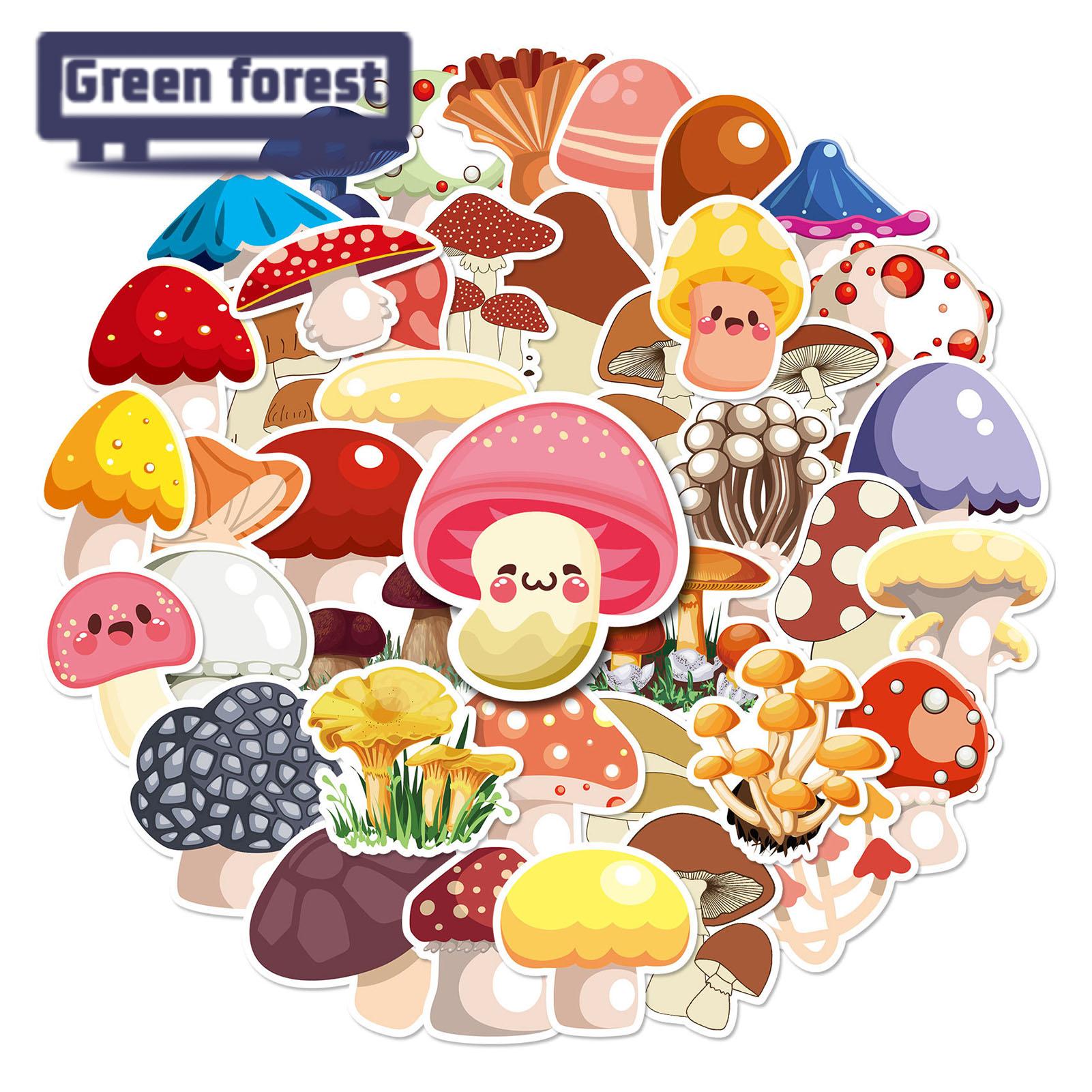 Green forest Mushroom Stickers Mushroom Series DIY Phone Laptop Tablet ...