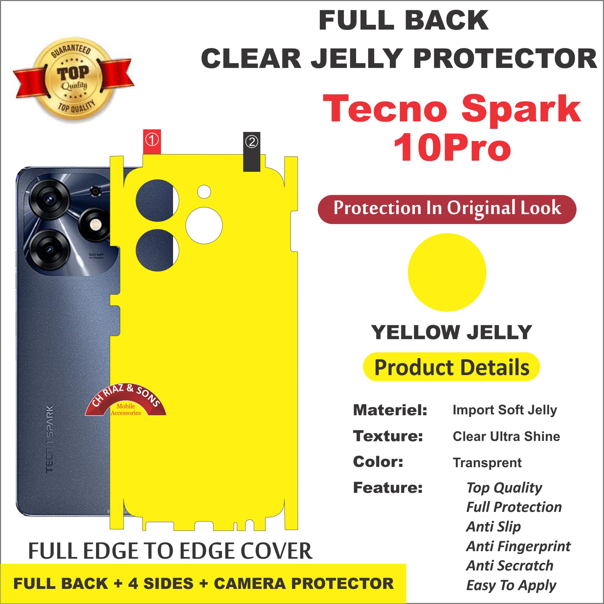 TECNO Spark 10 Pro FULL BACK 360 premium Protection Skin Wrap Full ...