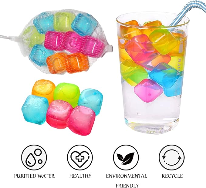 10 Pcs Plastic Colorful Reusable Ice Cubes Cooling Ice Cubes Non ...