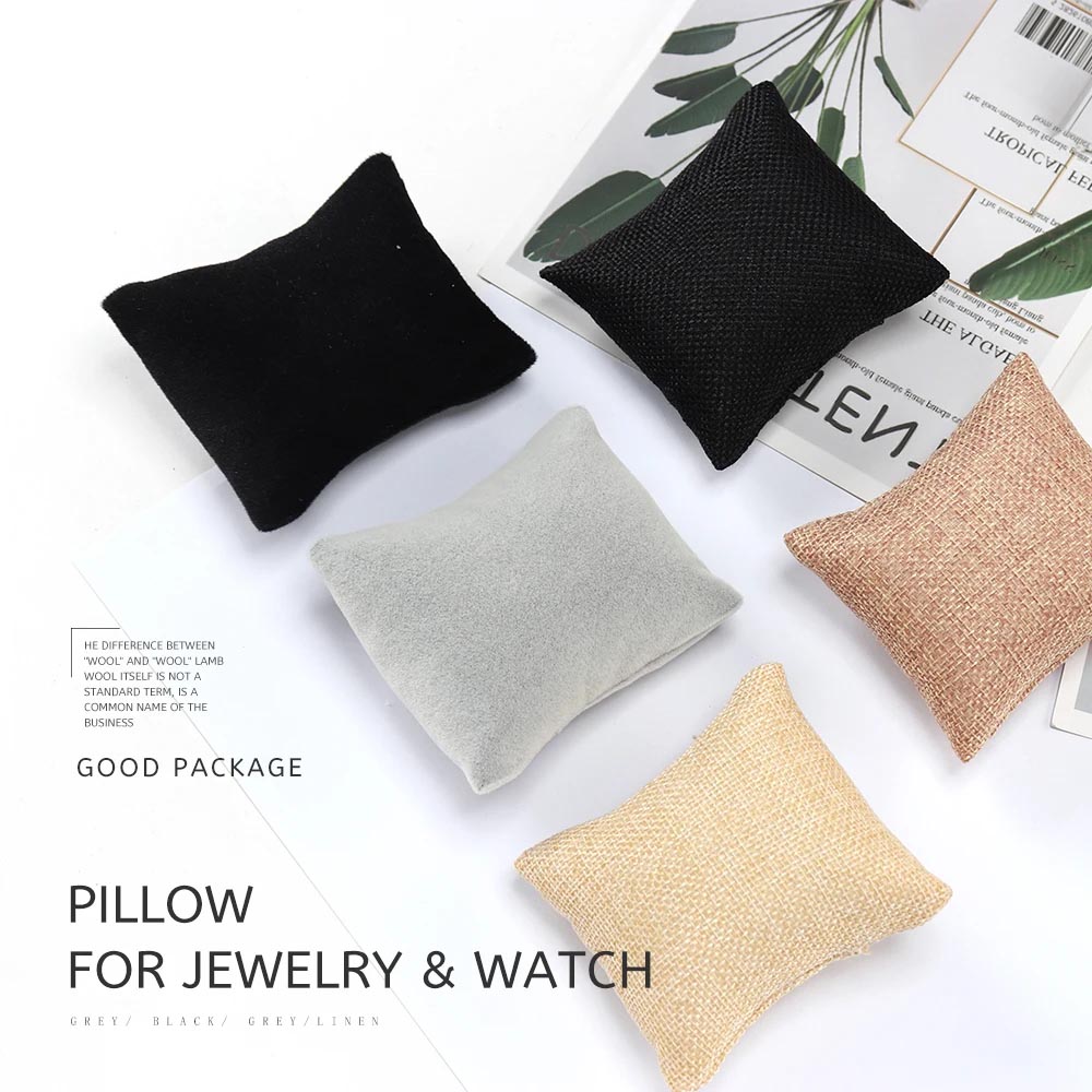 3pcs or 6pcs Velvet and Jute Fabric Watch Pillows Jewelry Display ...
