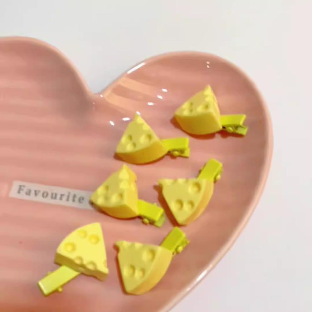 New Girls Child Cute Sand Cheese Hairpin Simple Side Top Hair Clips ...