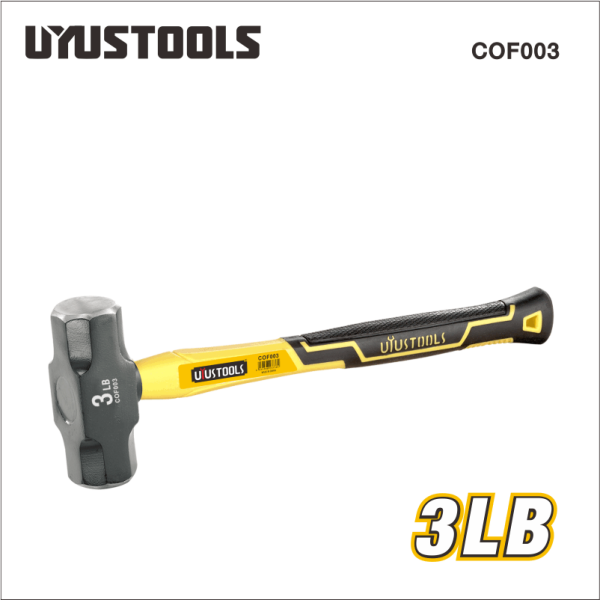 Heavy Duty 3LB Sledge Hammer With Heat Treated Polished Black Head and ...