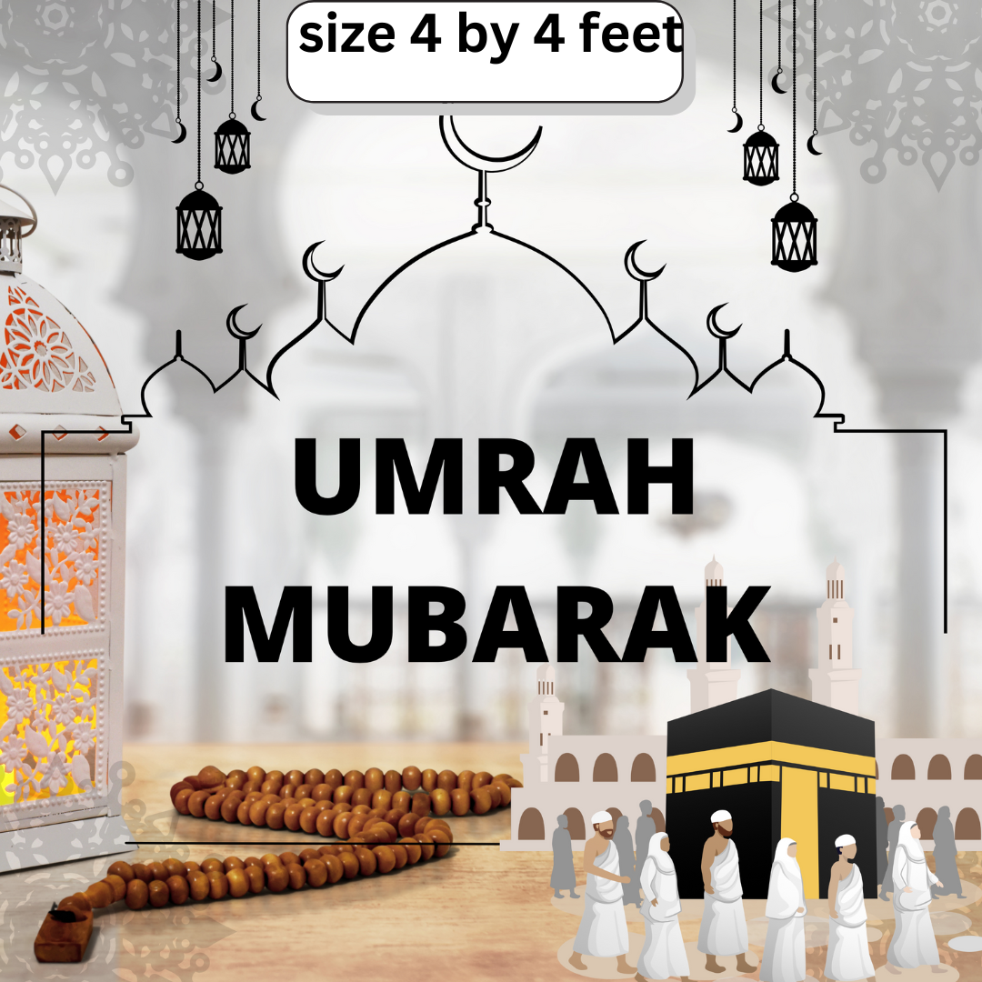 Umrah Mubarak banner size 3 by 3 feet Umrah Mubarak decoration Umrah ...