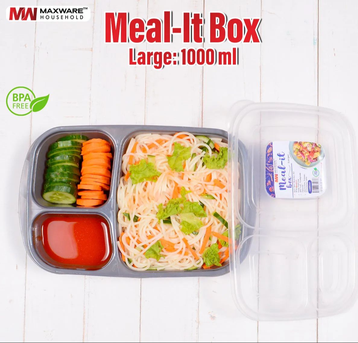 Meal-it Box - Large 1000ml & Small 700ml Lunch Boxes | 3-Compartment ...