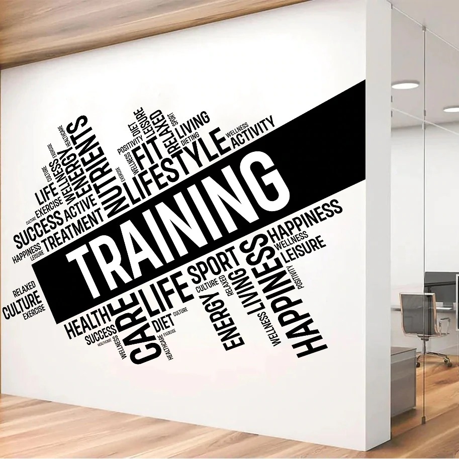 Training Fitness Wall Decals, Training Inspirational Words Quote Wall ...
