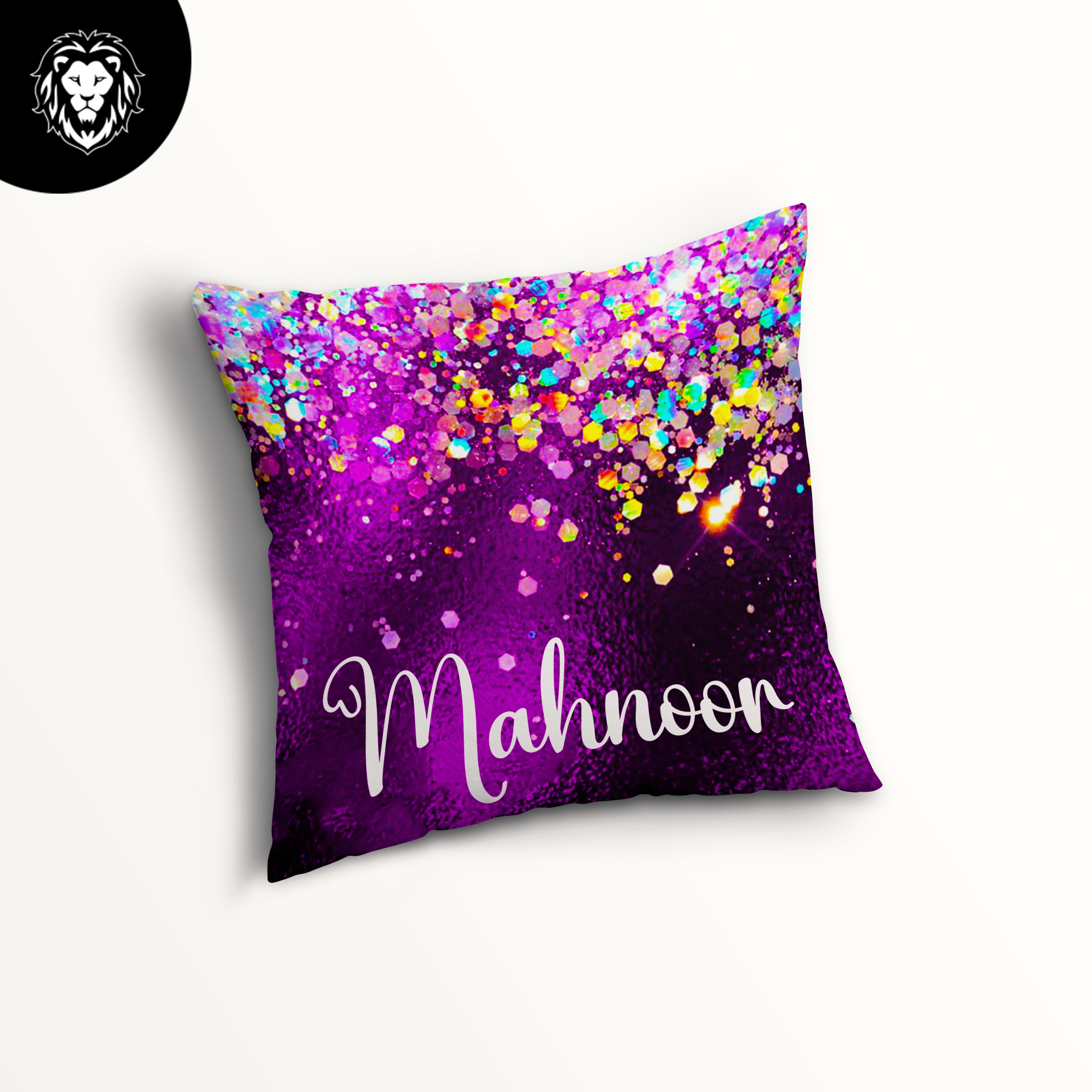 Customized Your Name With Glittery Design Cushion Cover And Filling ...