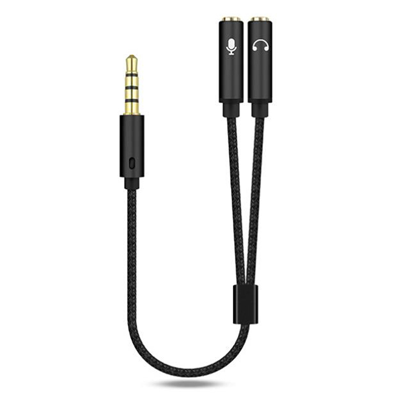 3.5mm Headphone Splitter Earphone Adapter 1 Male to 2 Female Jack Mic Y ...