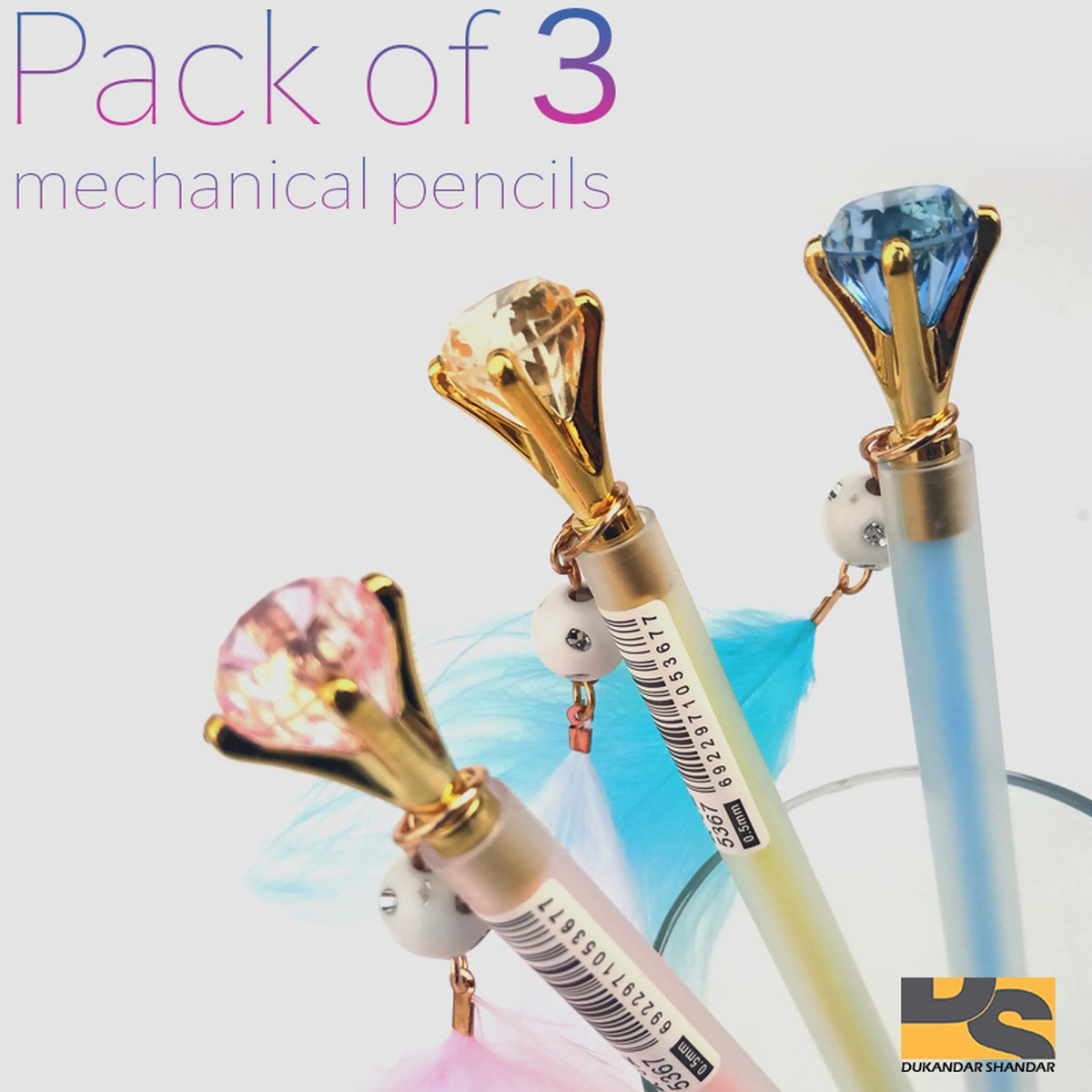 Pack of 3 Creative Automatic soft feather Mechanical Pencils 0.5mm ...