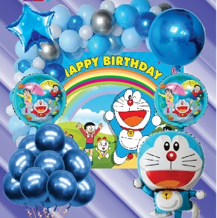 Unik Doraemon birthday party decoration full set Doremon happy Birthday ...