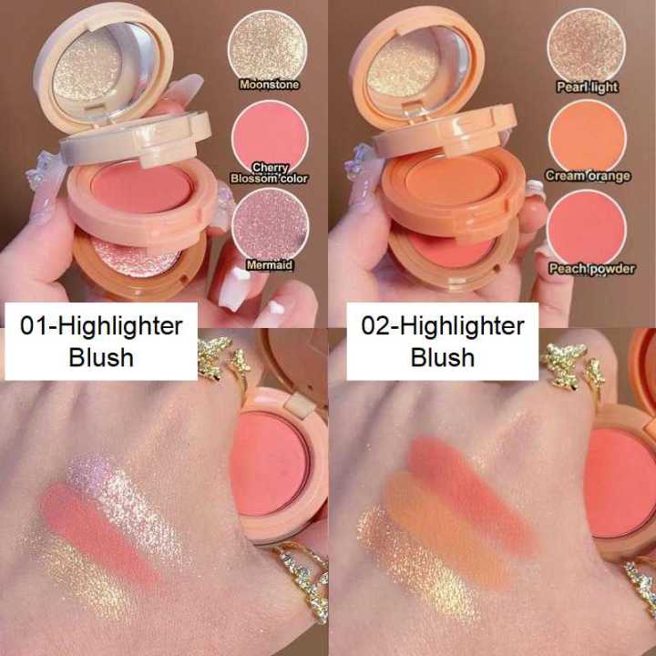 Blusher And Highlighter kit- 3in1 pallate- Professional Makeup kit for ...