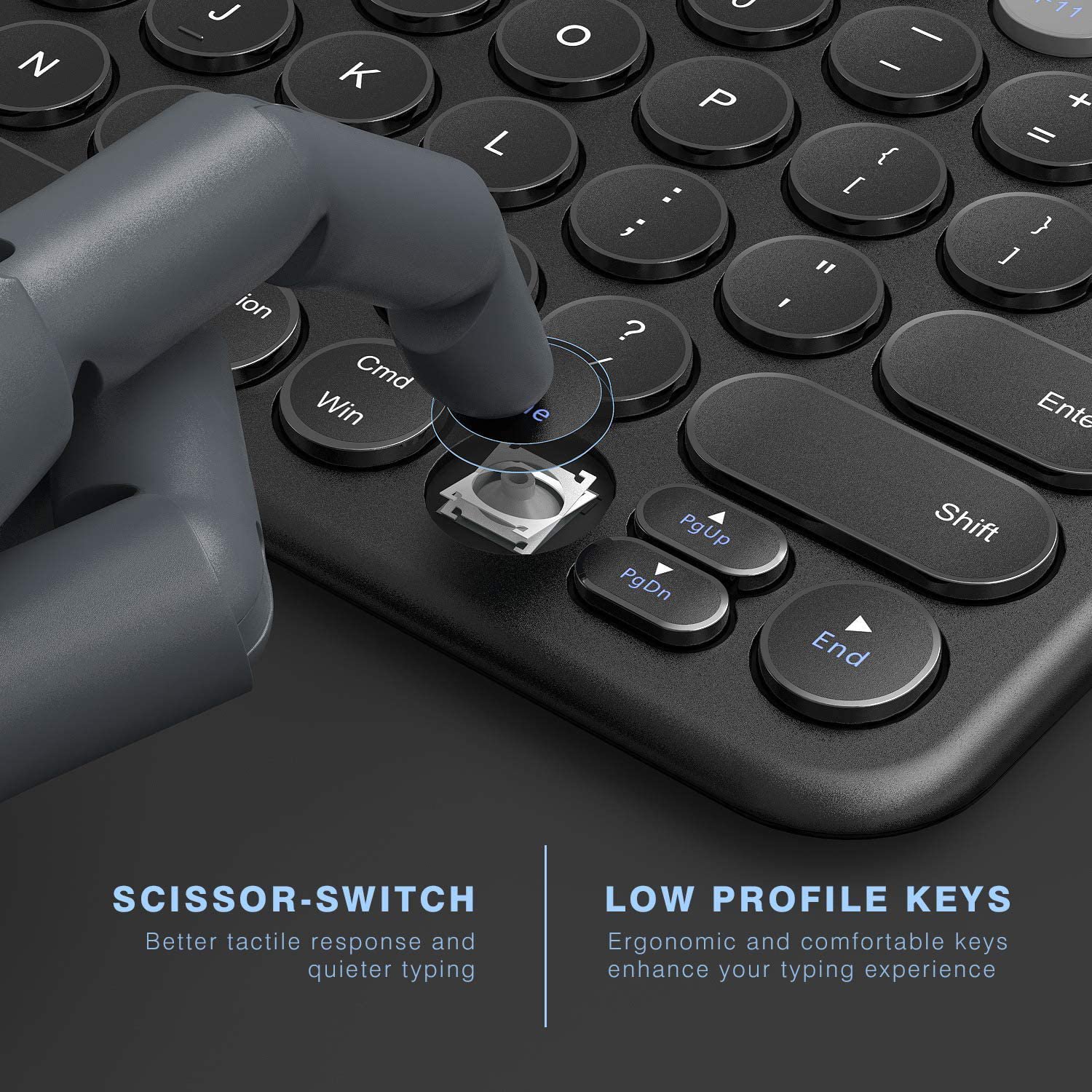 Jelly Comb B046 Multi Device Rechargeable Wireless Bluetooth Keyboard ...