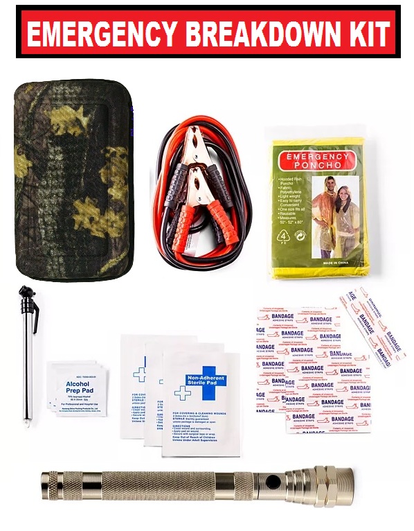 Car Jumper Cables With Emergency Breakdown Kit Retractable Torch And ...