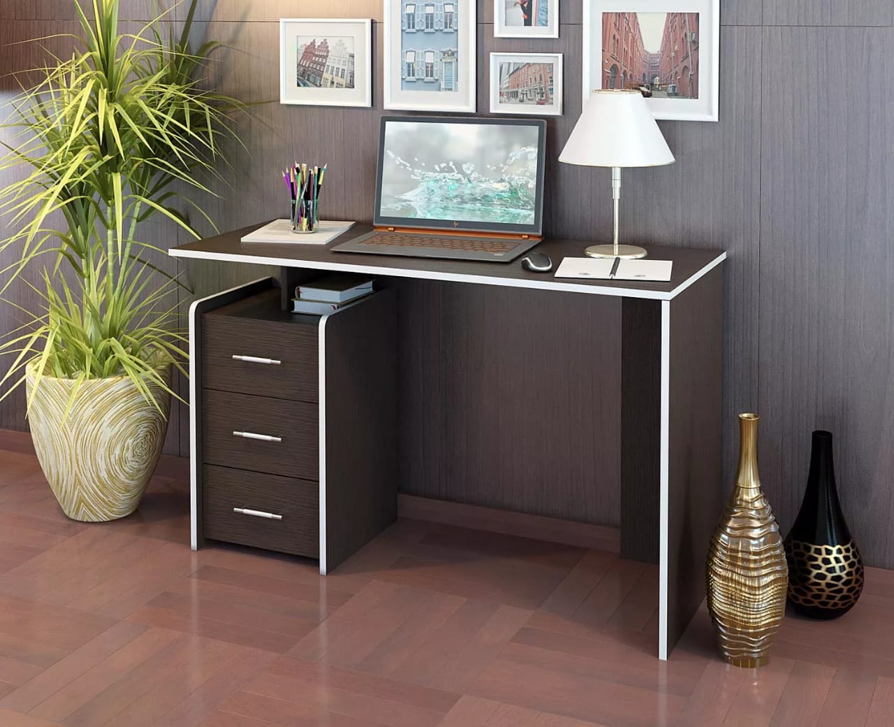 Office Table Office Desk Laptop Table Computer Table Study Table Writing Table Home Table With 3 ...
