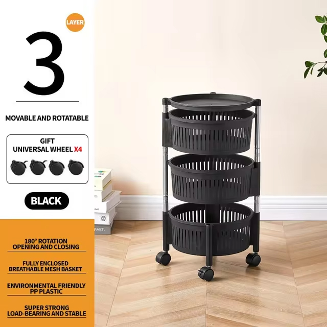 360-Degree 3 tier Rotating Moveable Multi-Tier Round plastic Baskets ...