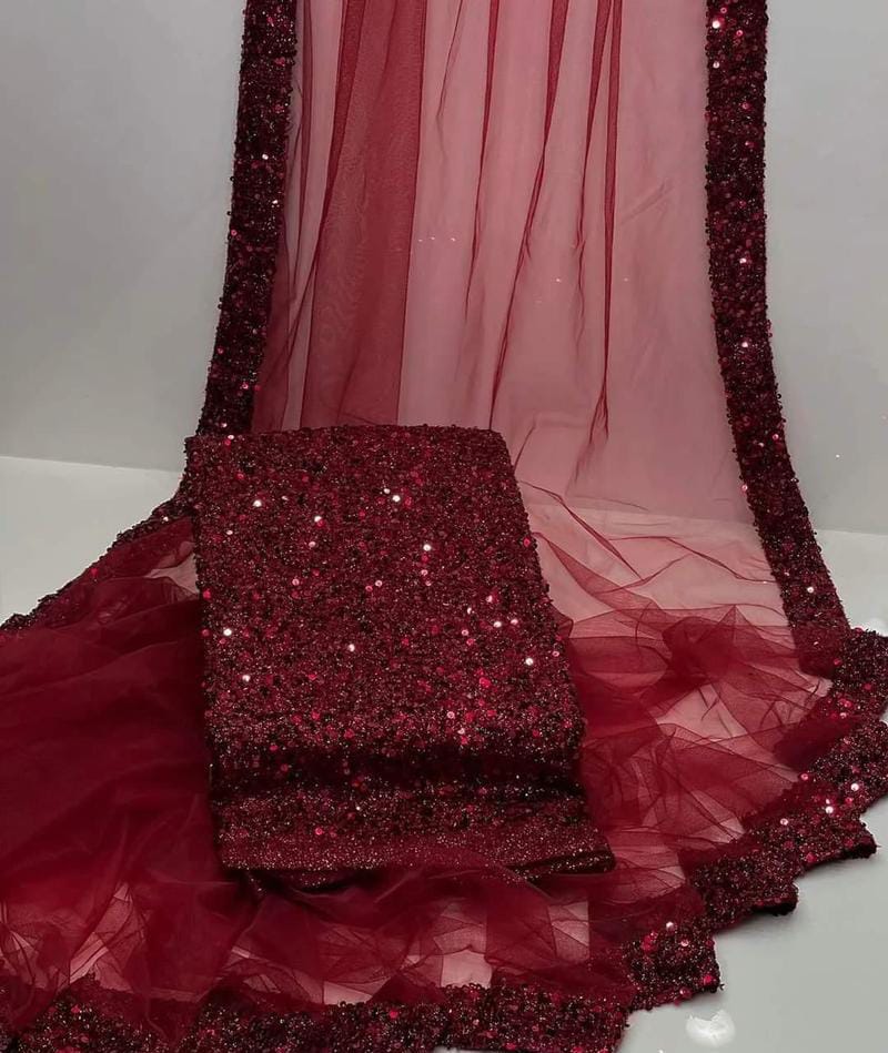 Women's Unstitched Shimmer Net Saree | Daraz.pk