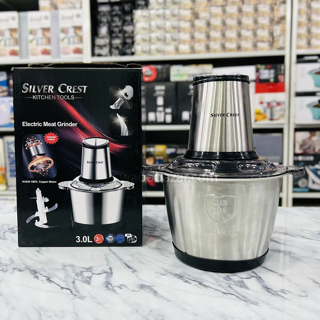 Meat Chopper Electric Silver Crest SUS 304 stainless steel Bowel Capacity 3L Powerful Pure ...